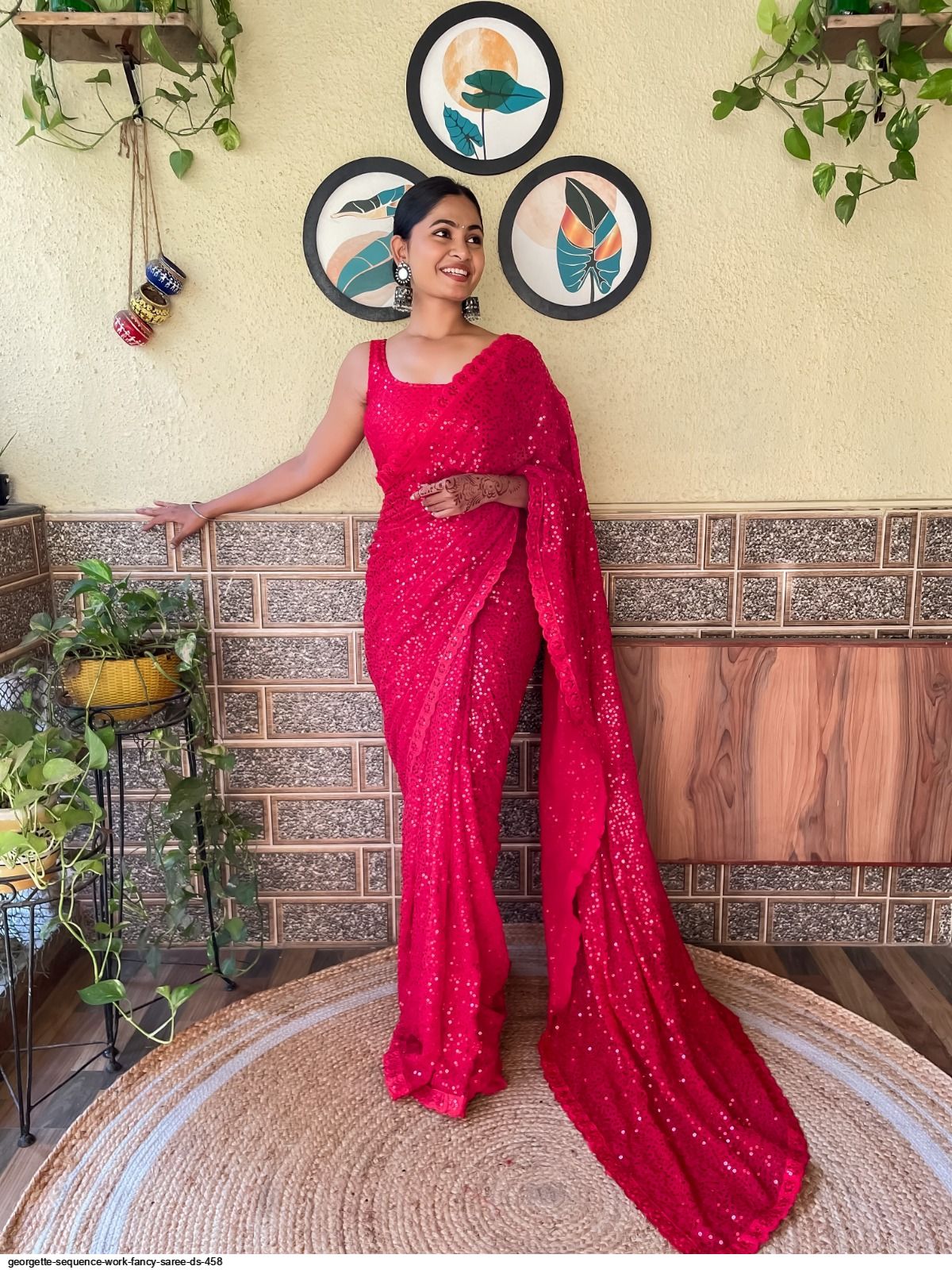 GEORGETTE SEQUENCE WORK FANCY SAREE DS-458