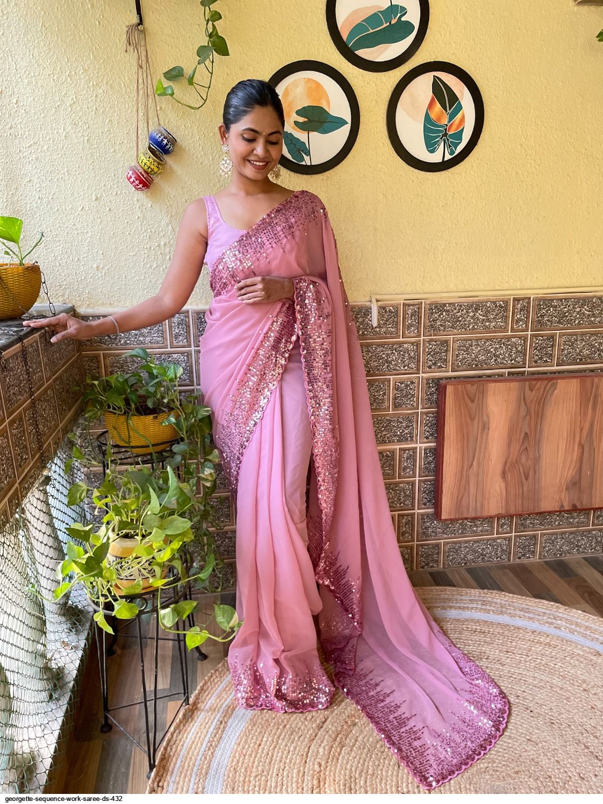 GEORGETTE SEQUENCE WORK SAREE DS-432