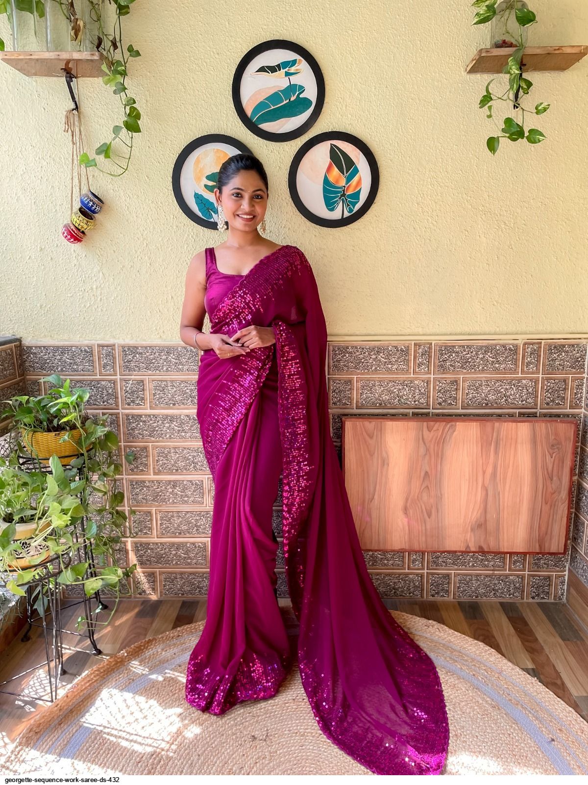 GEORGETTE SEQUENCE WORK SAREE DS-432