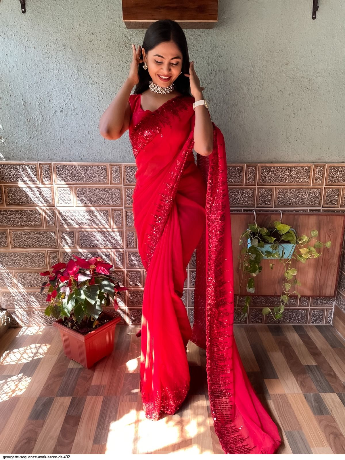 GEORGETTE SEQUENCE WORK SAREE DS-432