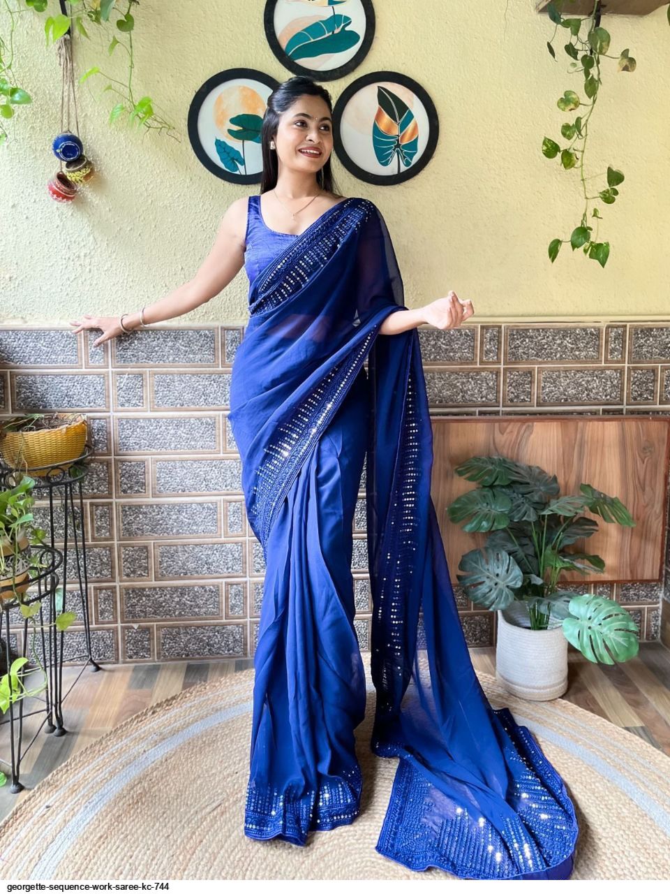 GEORGETTE SEQUENCE WORK SAREE KC-744