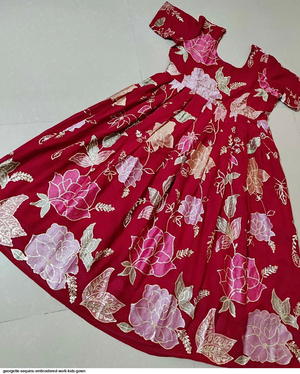 Georgette Sequins Embroidered Work KIDS GOWN