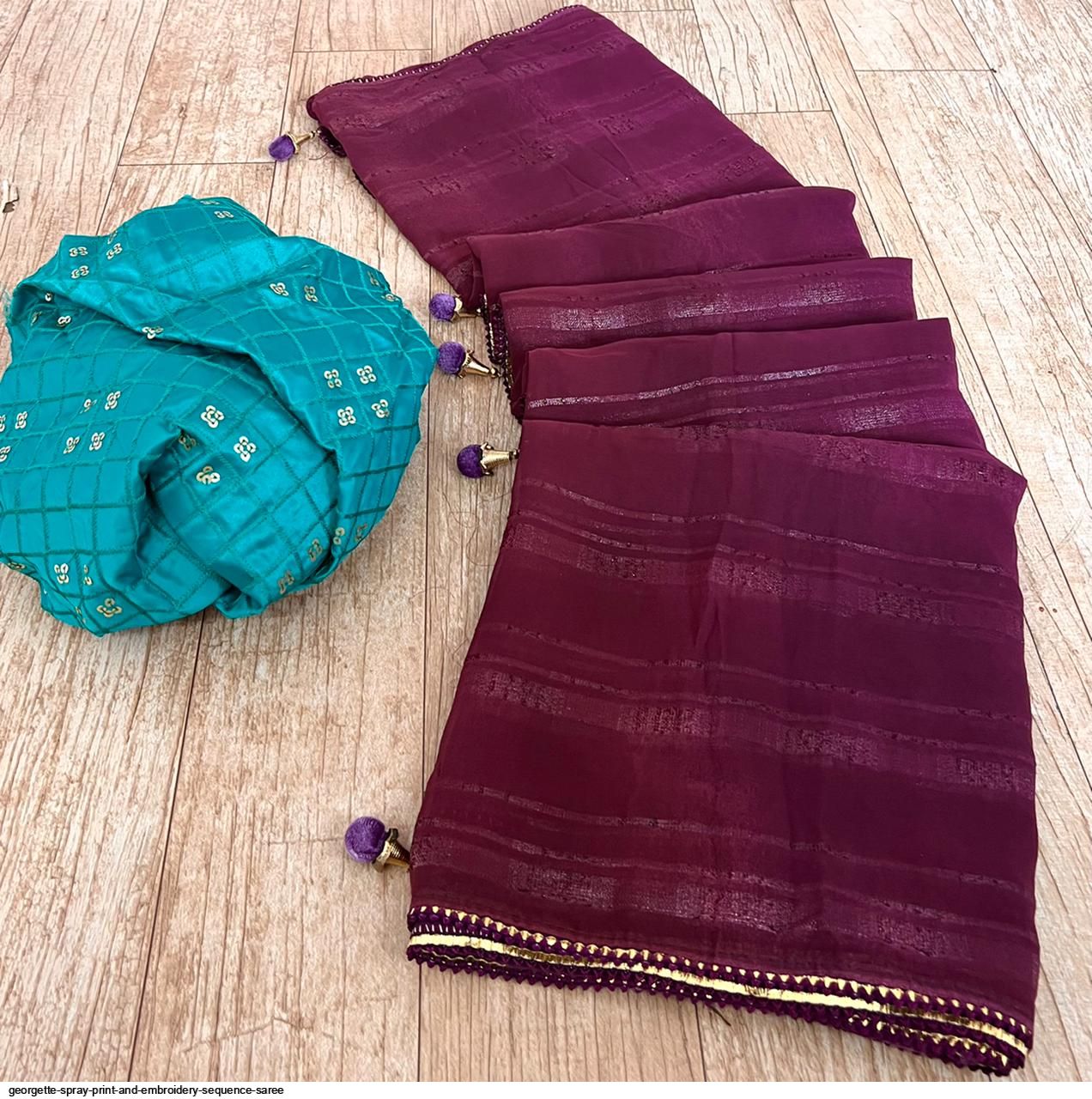 Georgette Spray Print And Embroidery Sequence saree