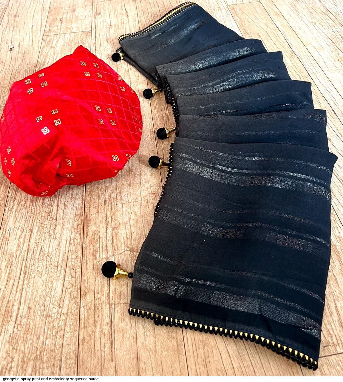 Georgette Spray Print And Embroidery Sequence saree