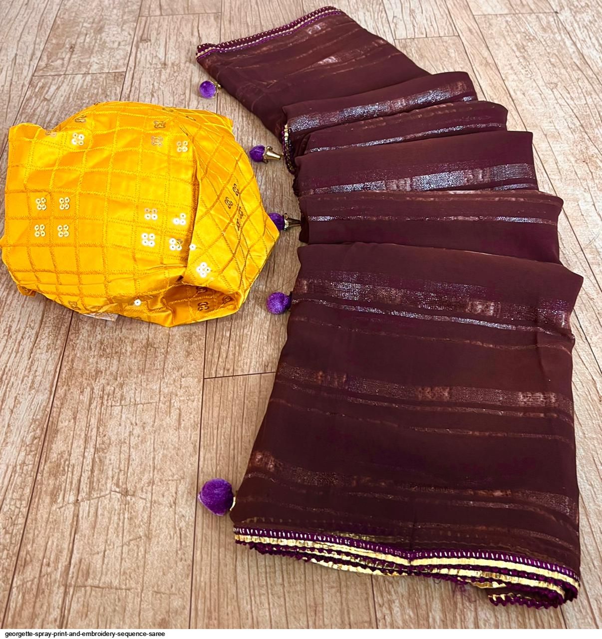 Georgette Spray Print And Embroidery Sequence saree