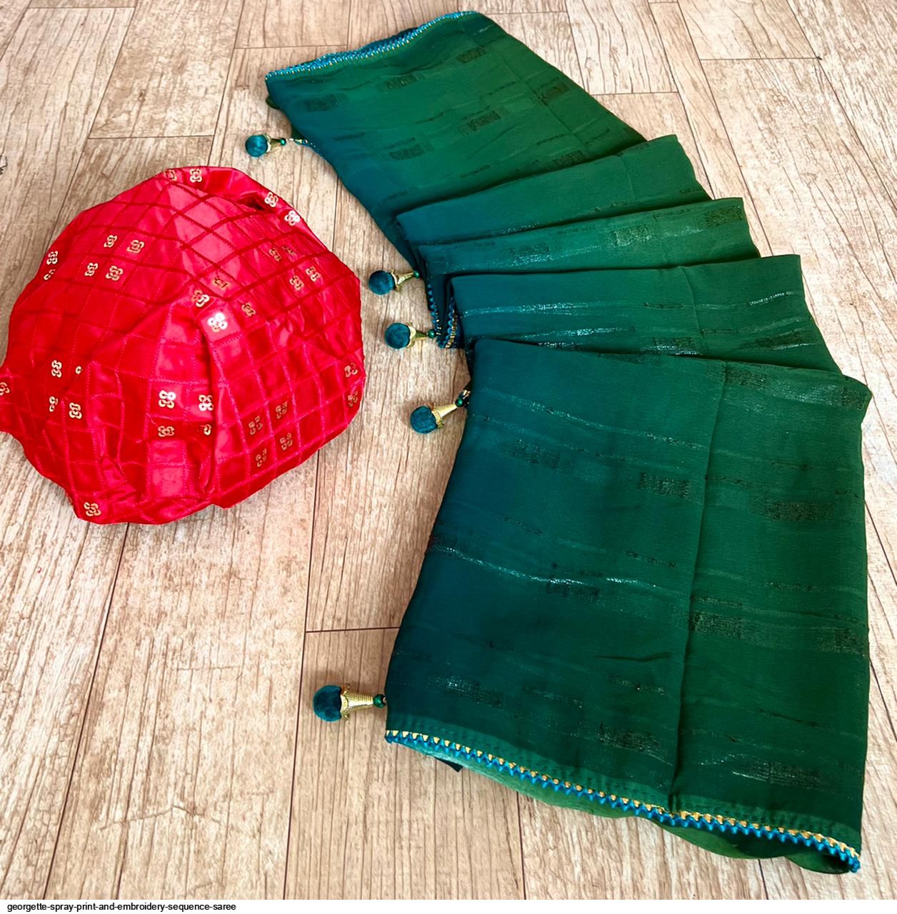 Georgette Spray Print And Embroidery Sequence saree