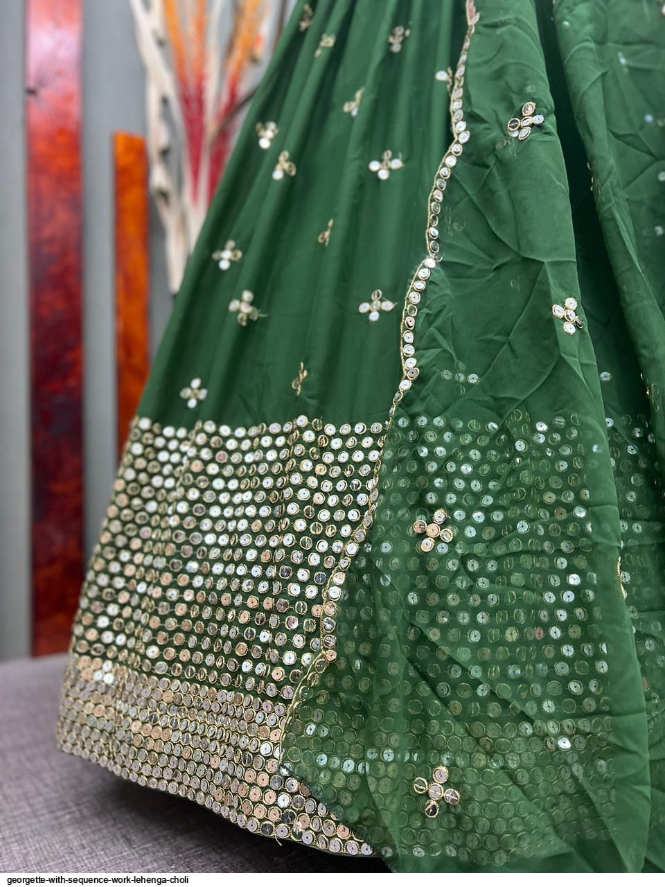 GEORGETTE WITH SEQUENCE WORK LEHENGA CHOLI