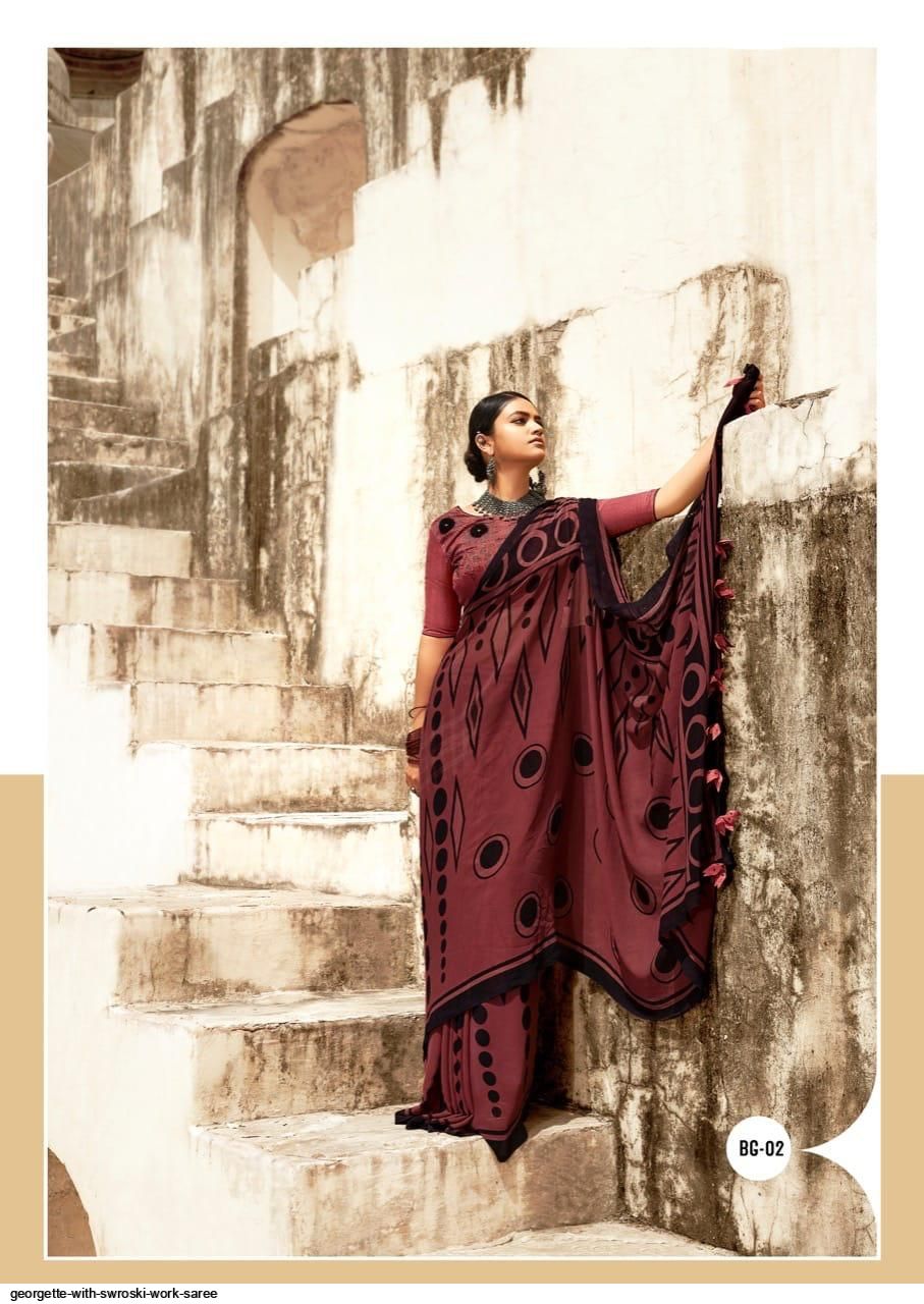 Georgette With Swroski Work saree