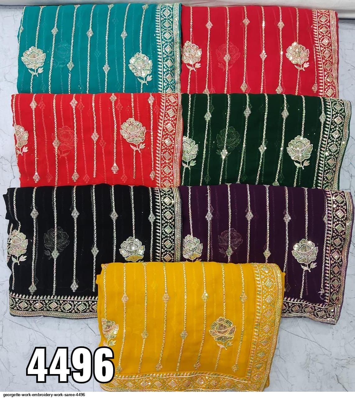 Georgette Work Embroidery Work SAREE 4496