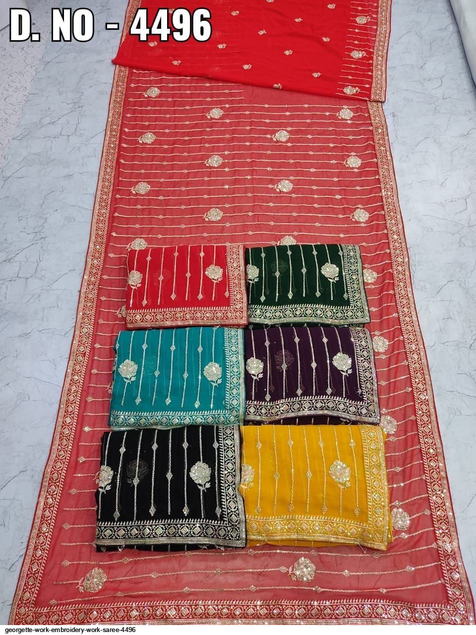 Georgette Work Embroidery Work SAREE 4496