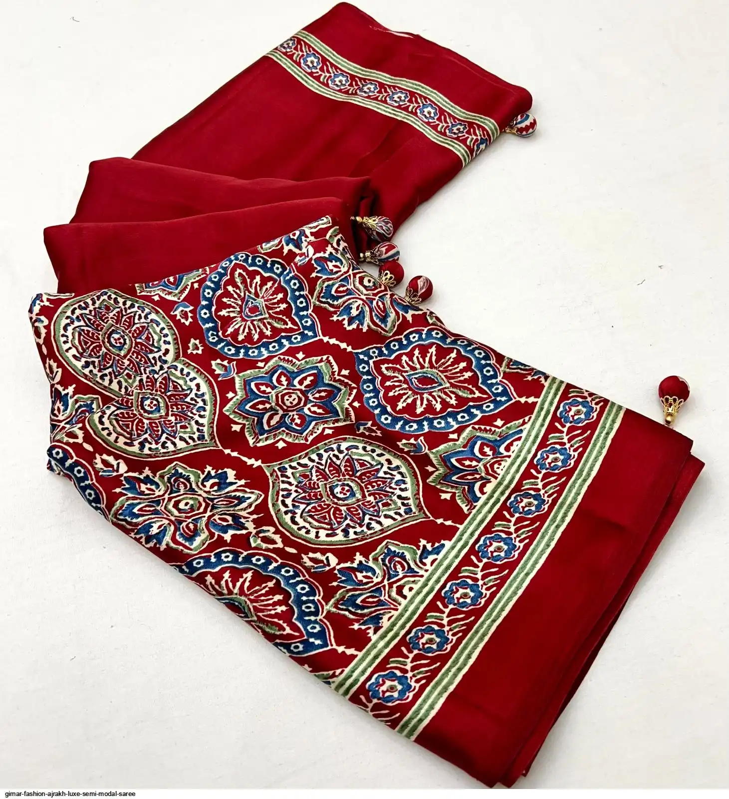 GIRNAR FASHION Ajrakh Luxe semi modal SAREE