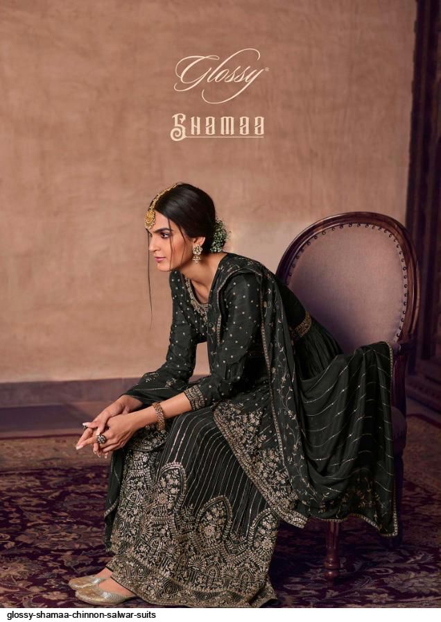 GLOSSY SHAMAA CHINNON SALWAR SUITS