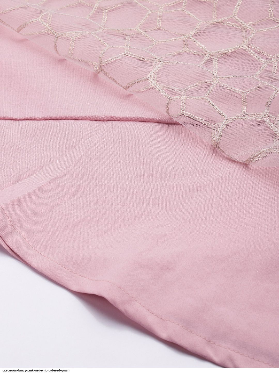 GORGEOUS FANCY Pink Net Embroidered Gown