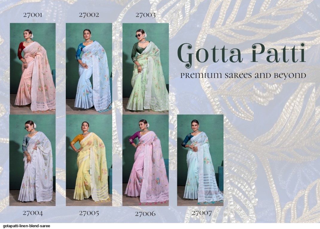 GOTAPATTI Linen Blend saree