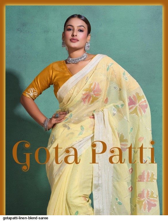 GOTAPATTI Linen Blend saree