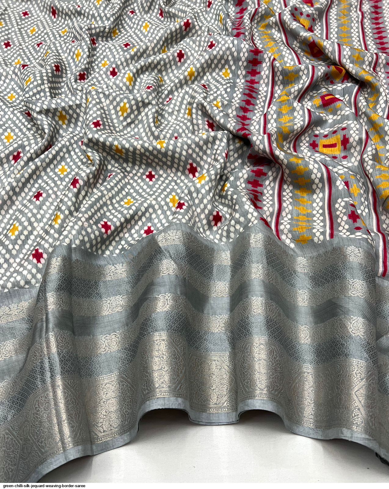 Green Chilli Silk Jequard Weaving BORDER SAREE