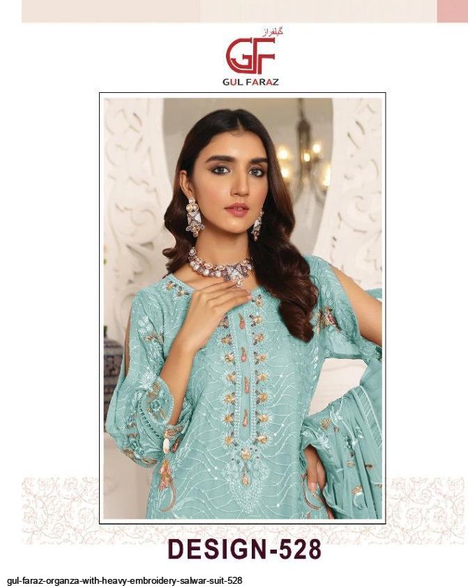 GUL FARAZ ORGANZA WITH HEAVY EMBROidery salwar suit 528