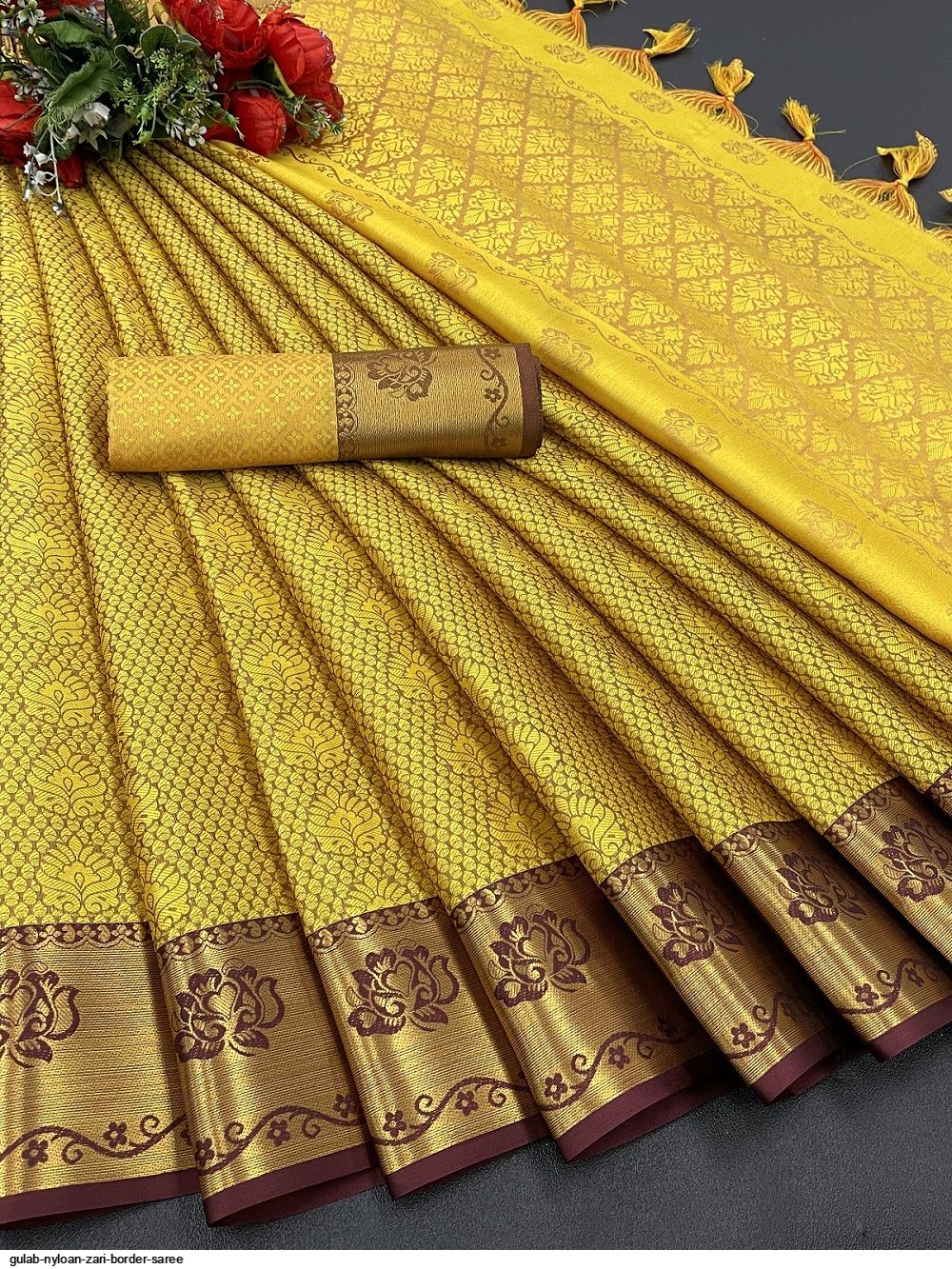 GULAB NYLOAN ZARI BORDER SAREE