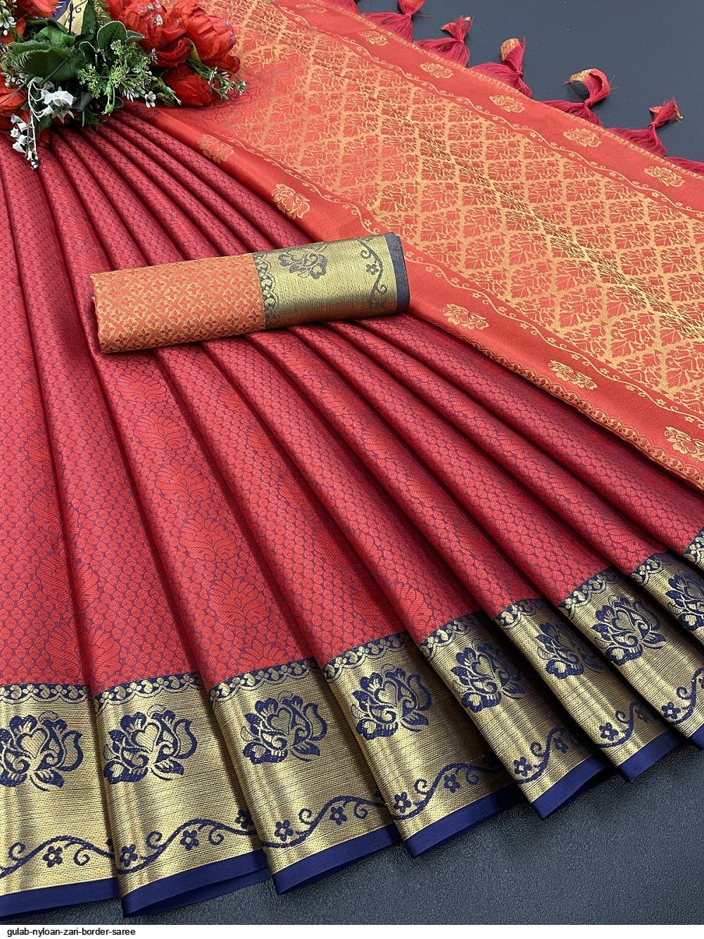 GULAB NYLOAN ZARI BORDER SAREE