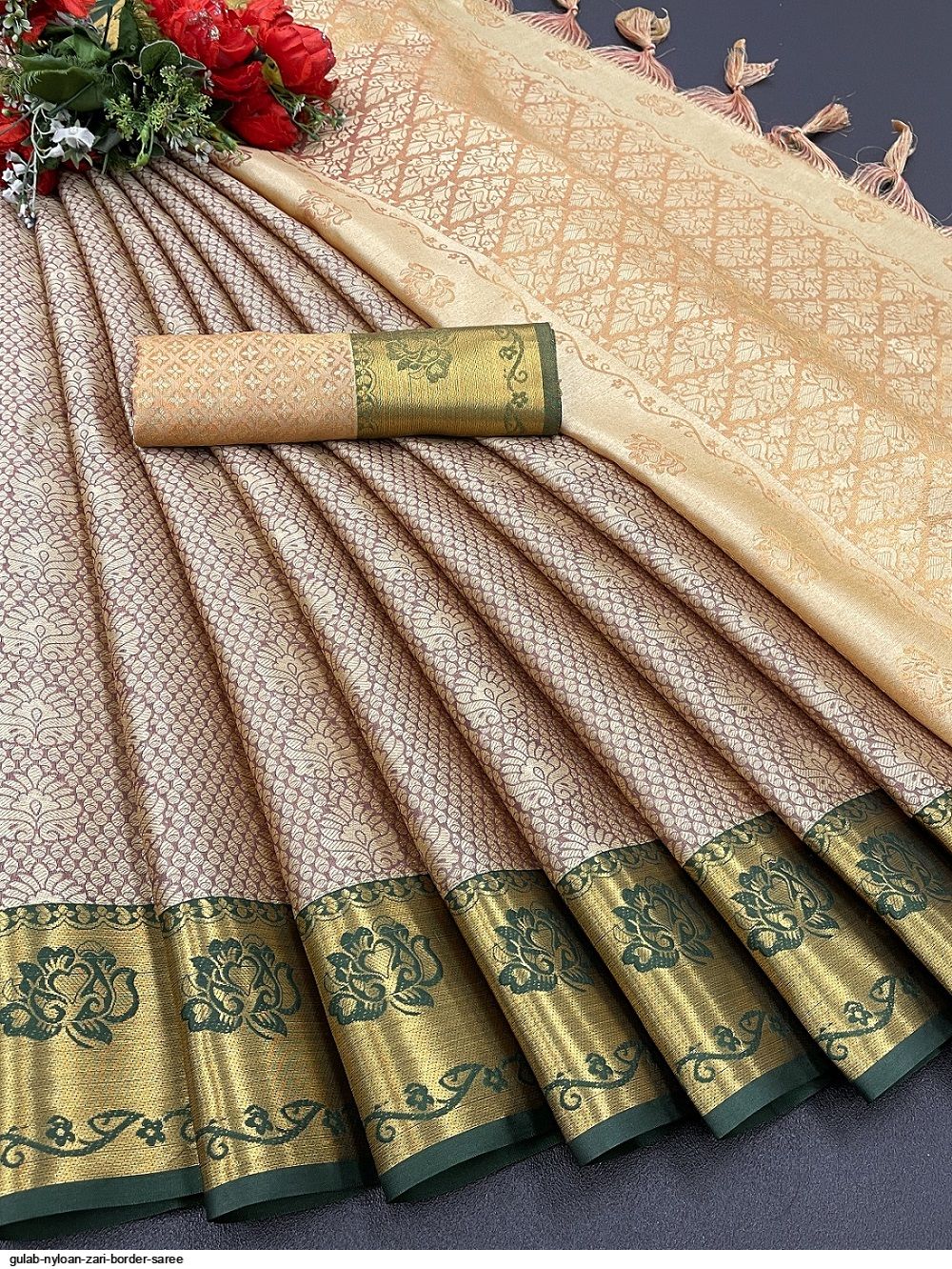 GULAB NYLOAN ZARI BORDER SAREE