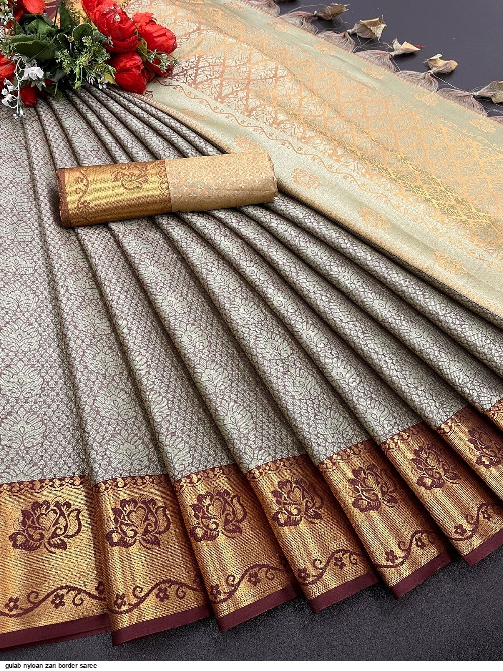 GULAB NYLOAN ZARI BORDER SAREE