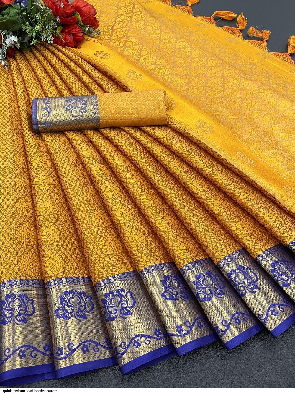 GULAB NYLOAN ZARI BORDER SAREE