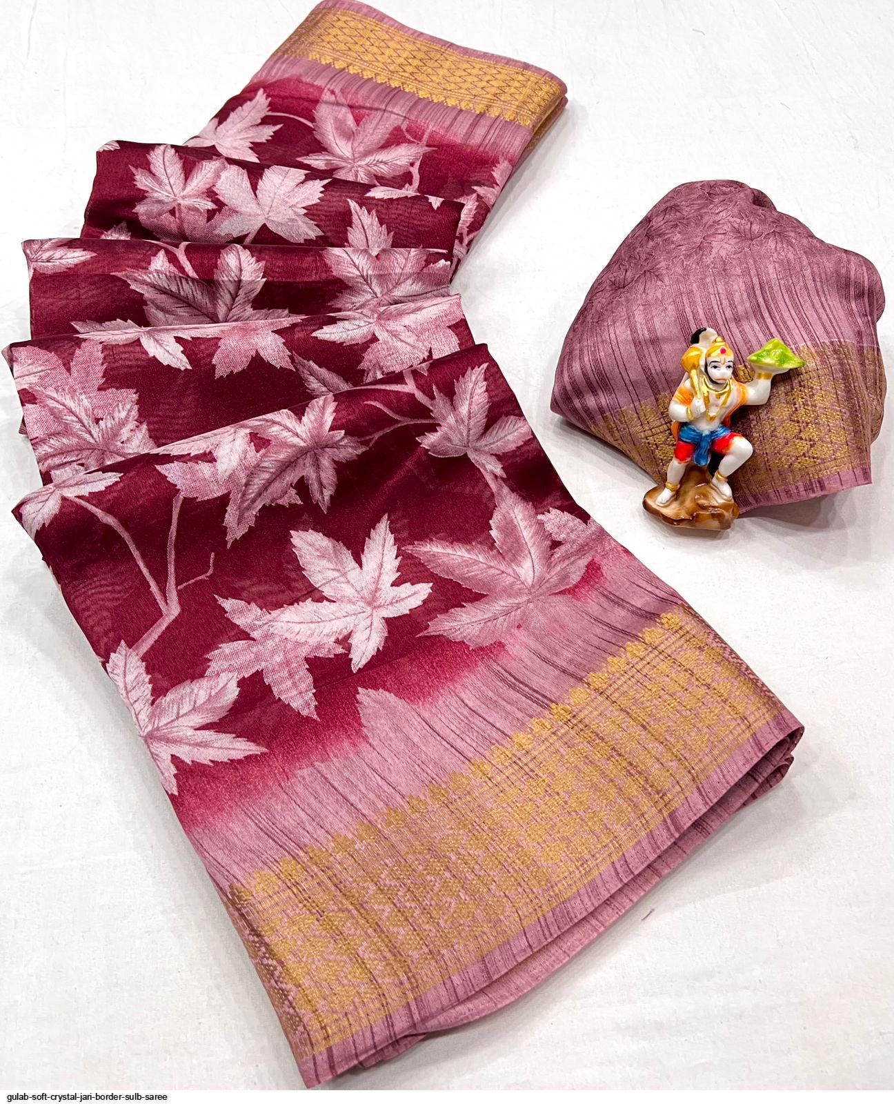 GULAB SOFT Crystal jari border Sulb saree