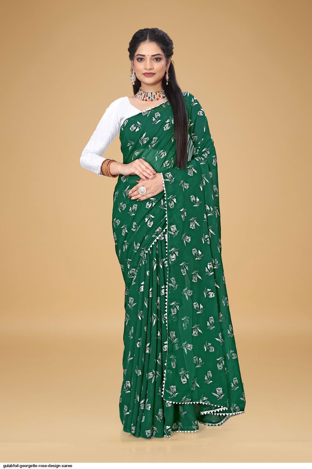 gulabfoil GEORGETTE ROSE DESIGN SAREE
