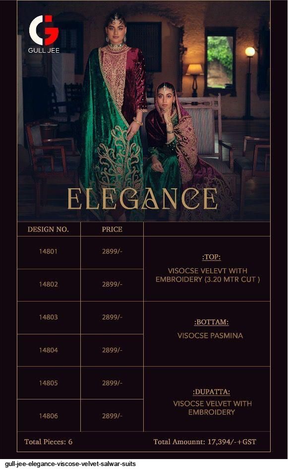 GULL JEE ELEGANCE Viscose velvet SALWAR SUITS