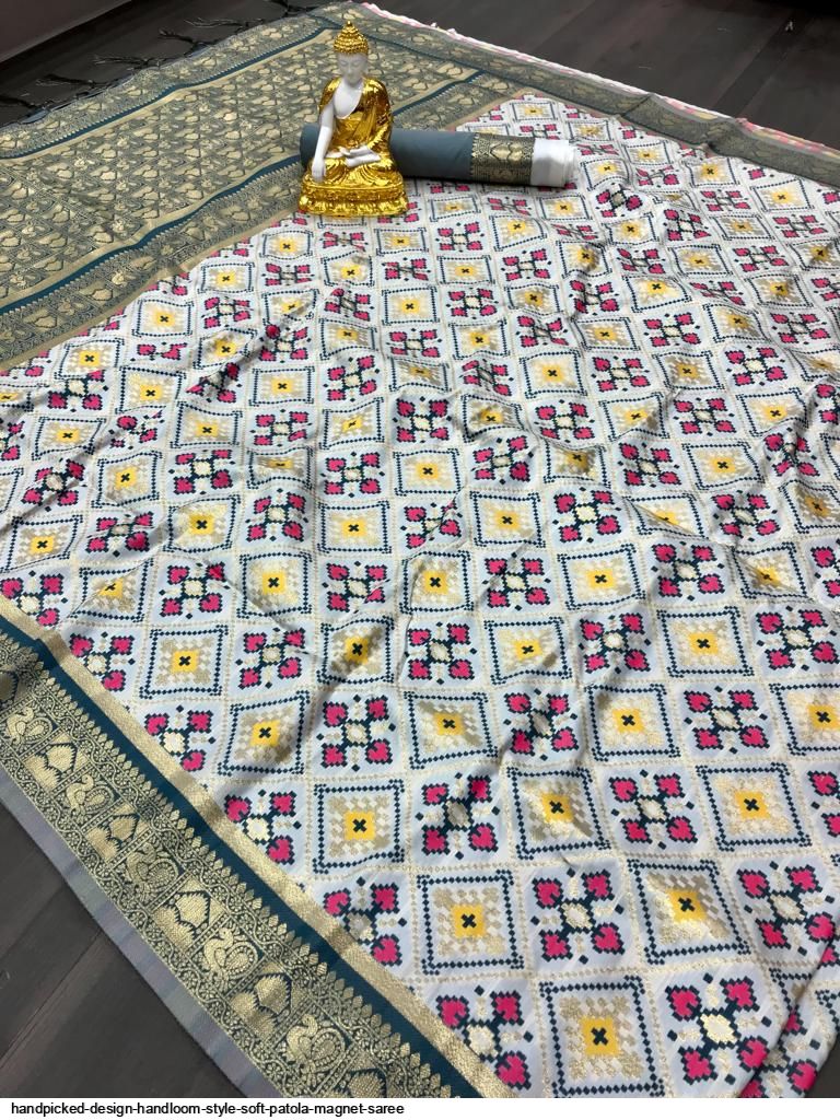 Handpicked design handloom style Soft patola MAGNET saree