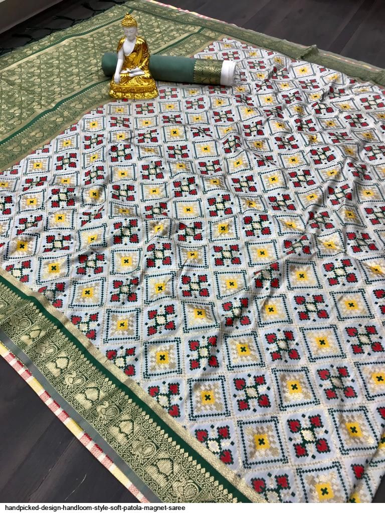 Handpicked design handloom style Soft patola MAGNET saree