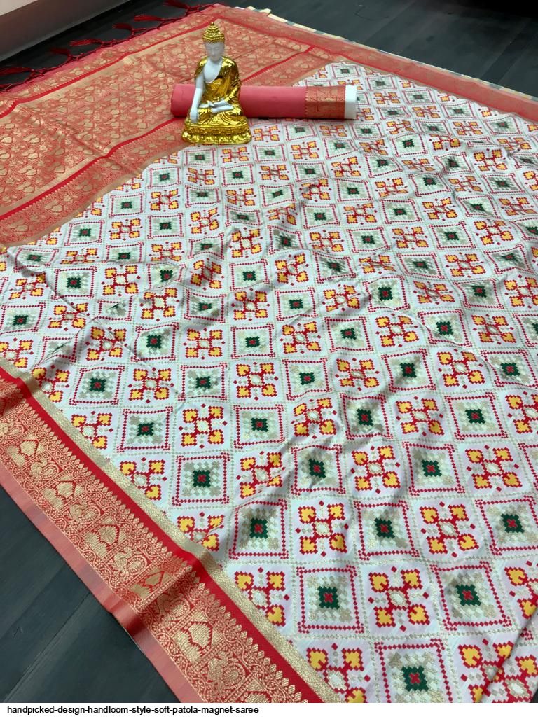 Handpicked design handloom style Soft patola MAGNET saree