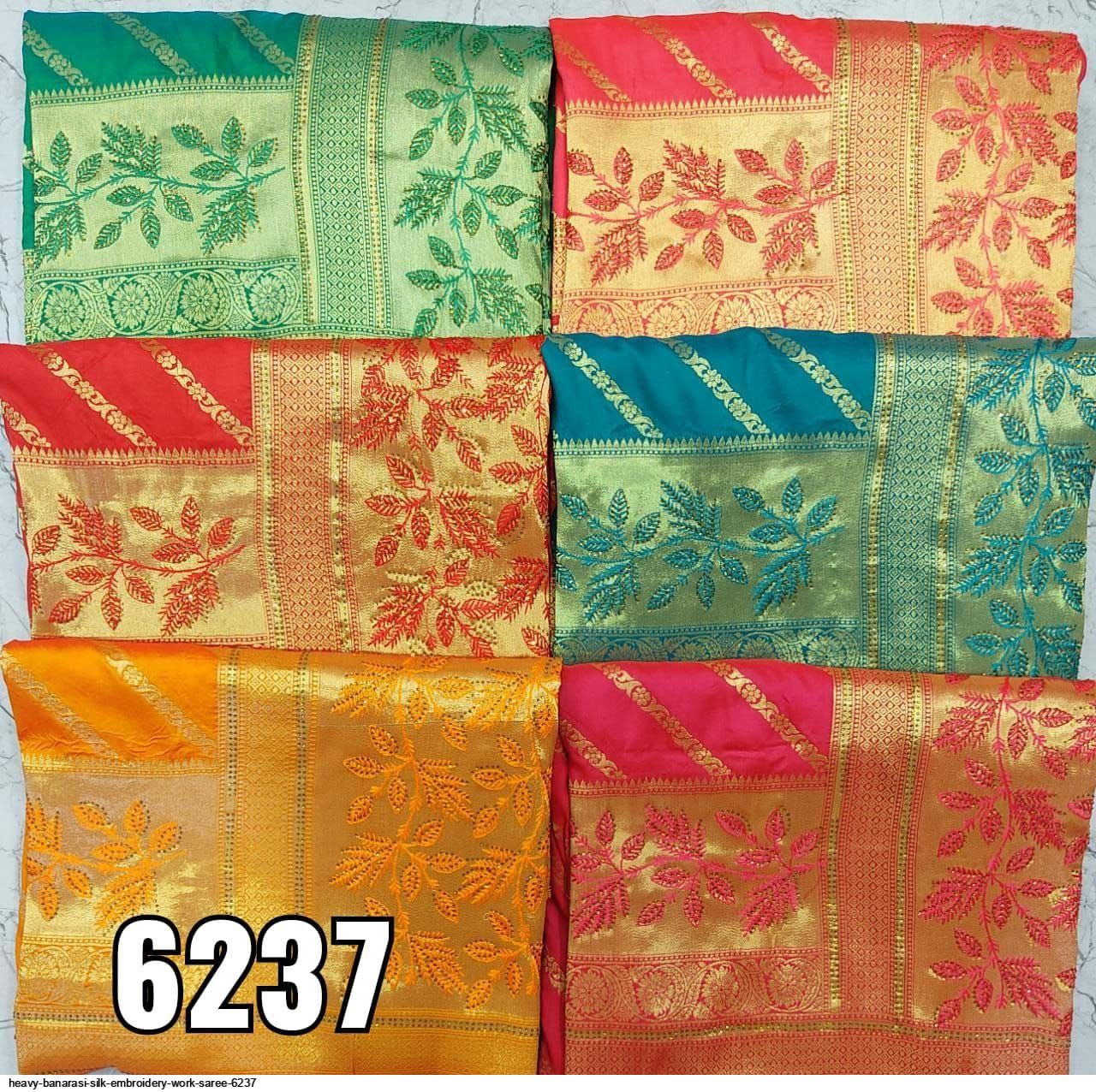 HEAVY BANARASI SILK EMBROIDERY WORK SAREE 6237