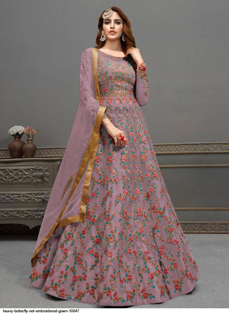 HEAVY BUTTERFLY NET EMBROIDERED GOWN 10047