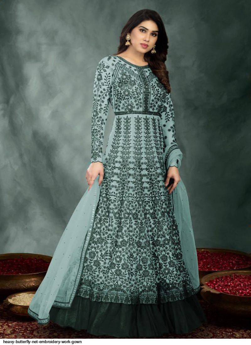 Heavy Butterfly Net Embroidery Work gown