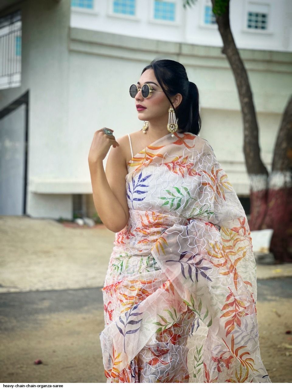 HEAVY CHAIN-CHAIN ORGANZA SAREE