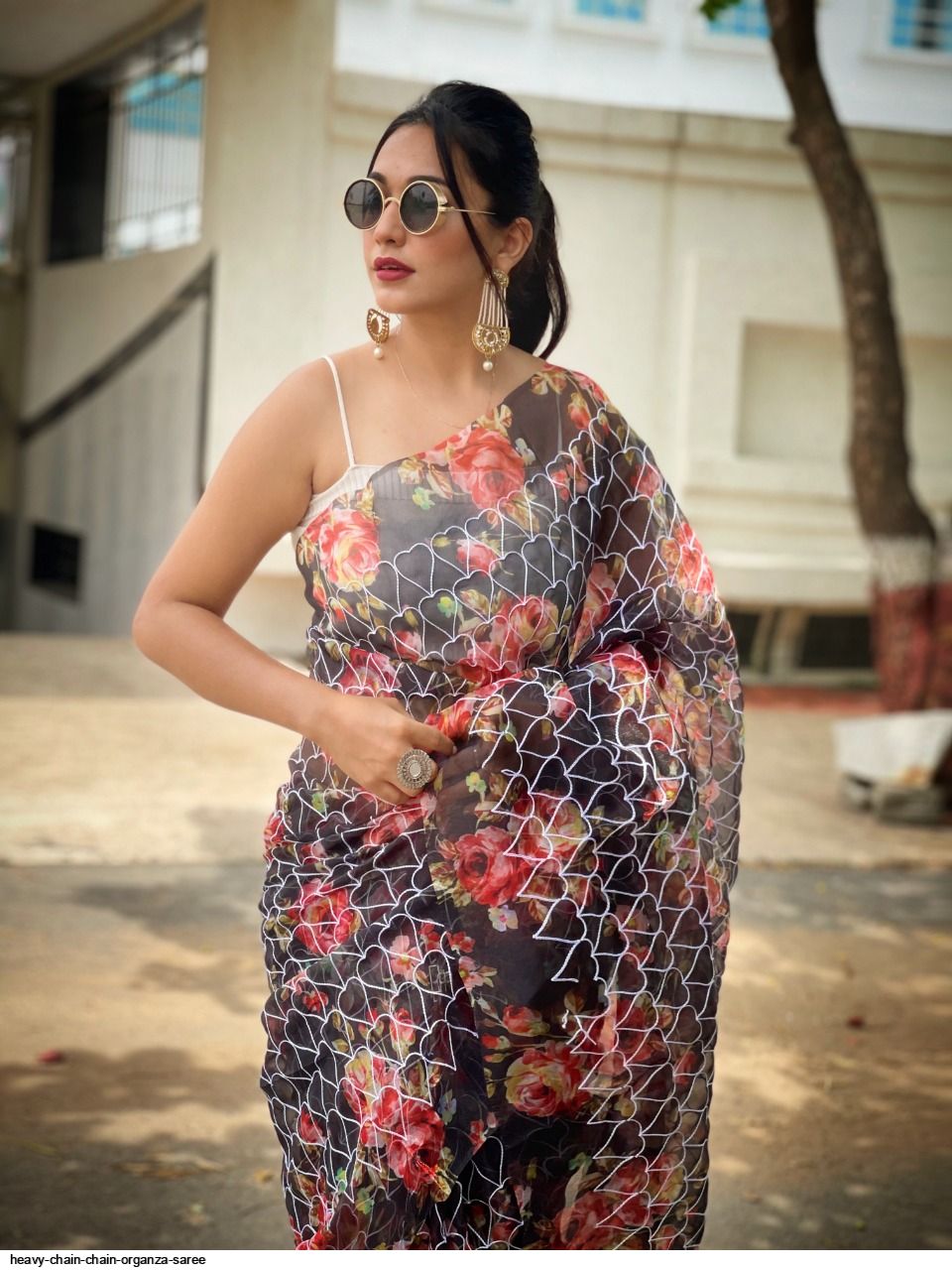 HEAVY CHAIN-CHAIN ORGANZA SAREE