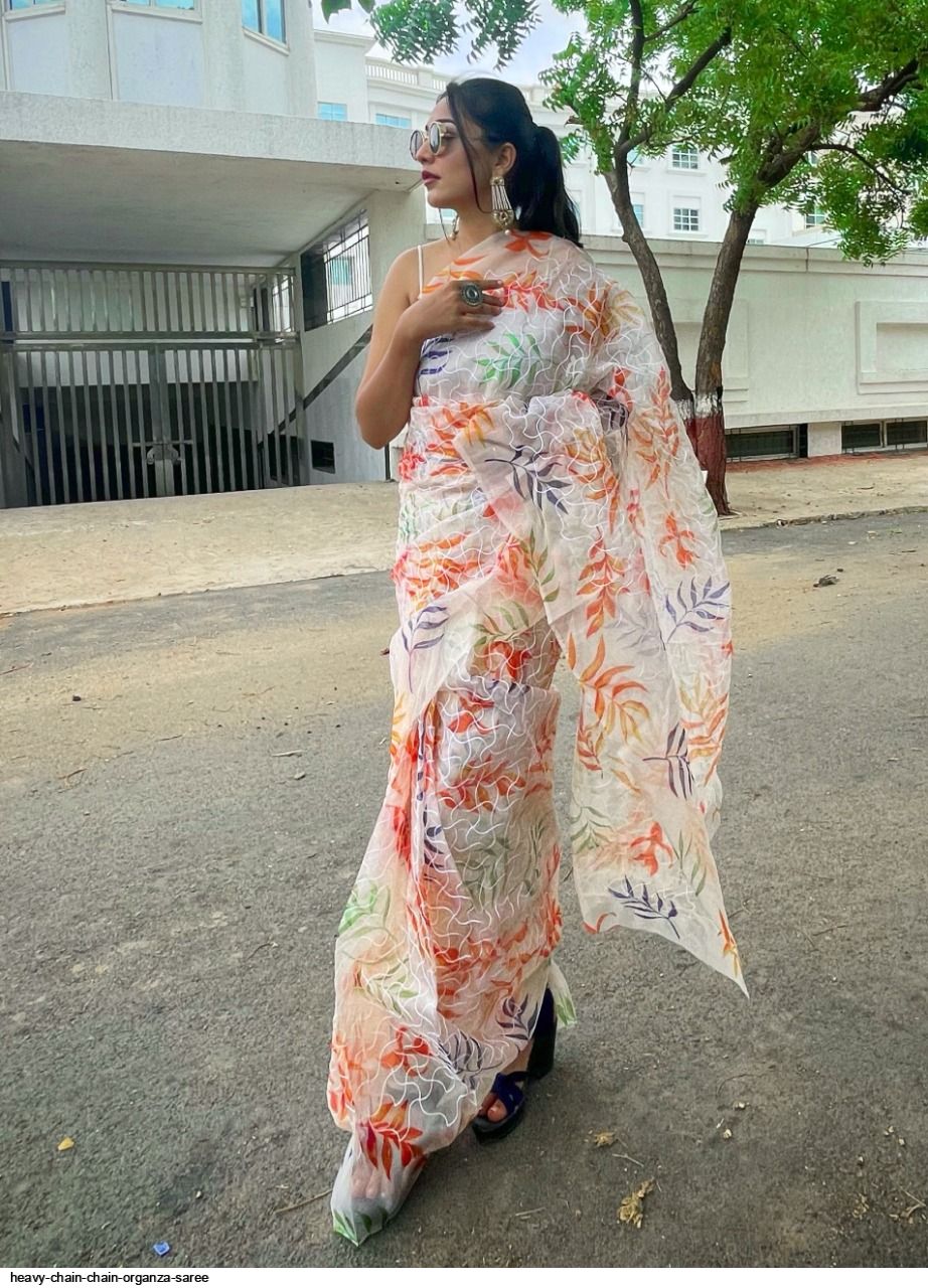 HEAVY CHAIN-CHAIN ORGANZA SAREE