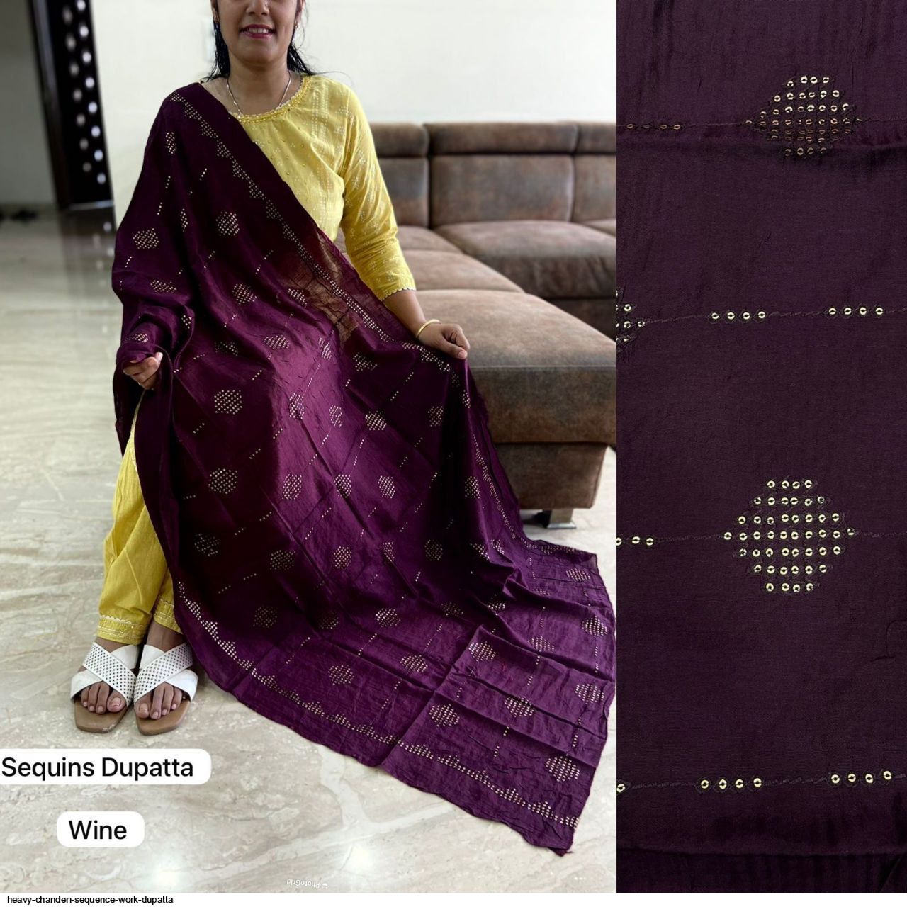 Heavy Chanderi Sequence Work Dupatta