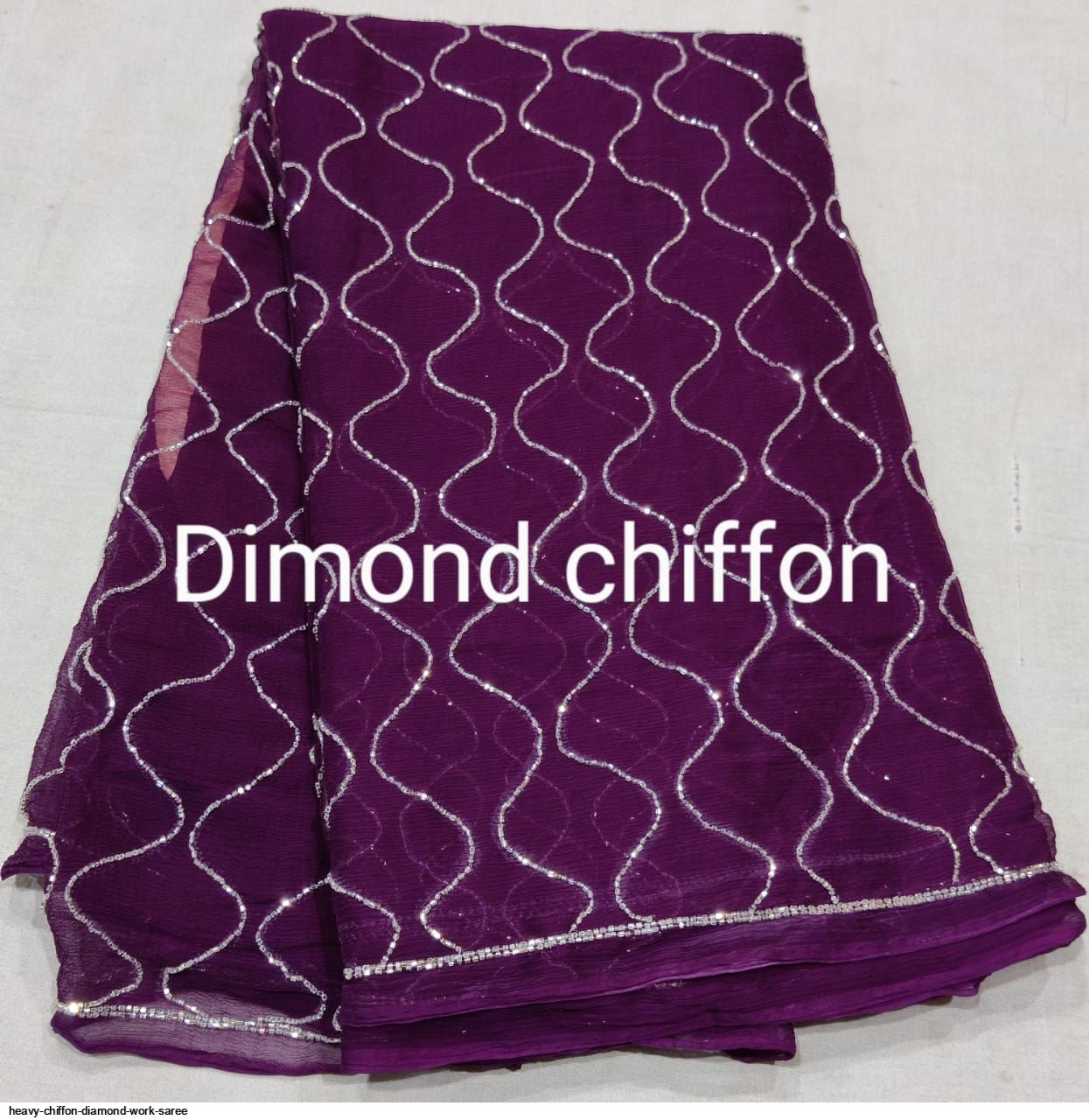 HEAVY CHIFFON DIAMOND WORK SAREE