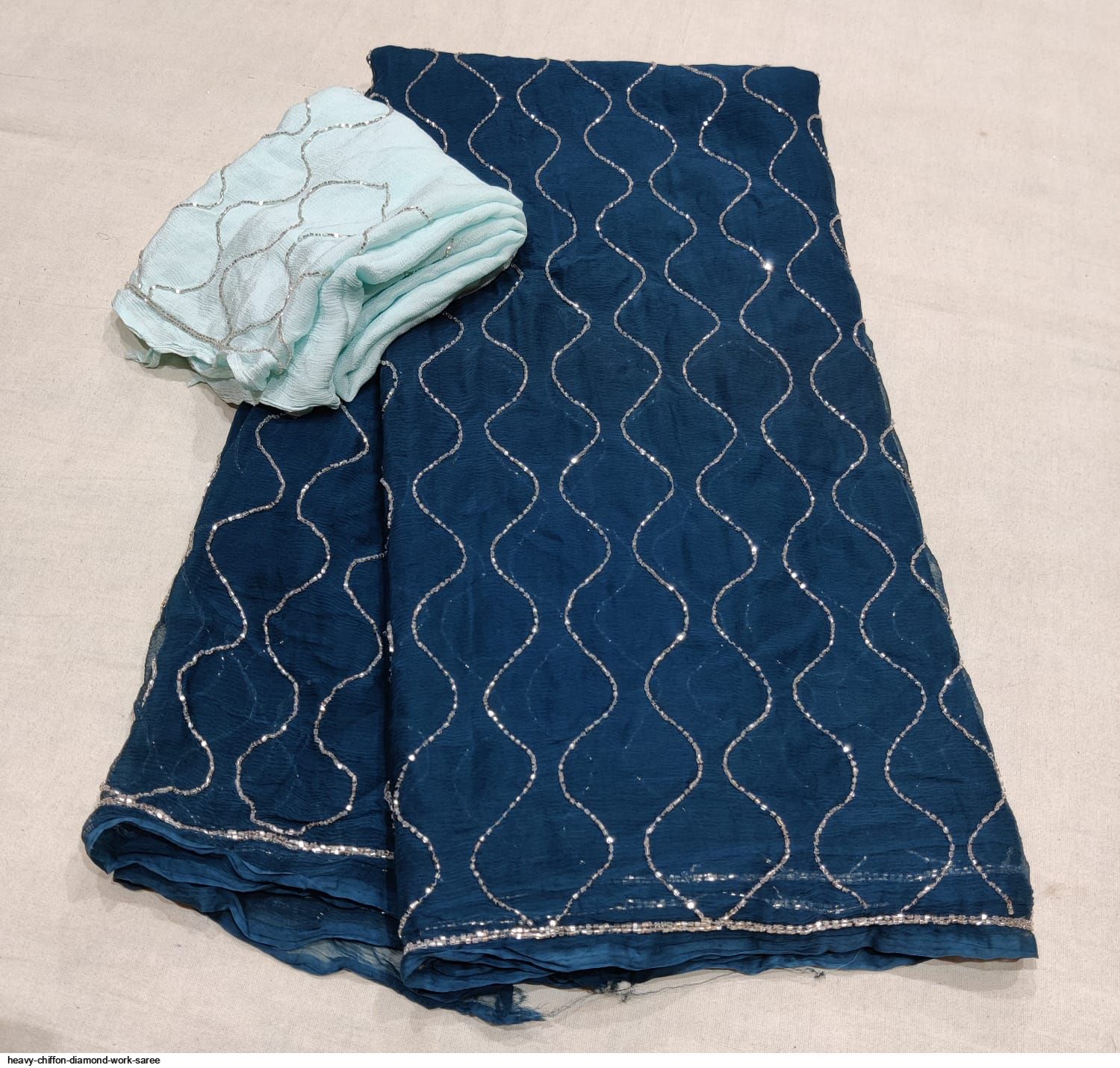 HEAVY CHIFFON DIAMOND WORK SAREE