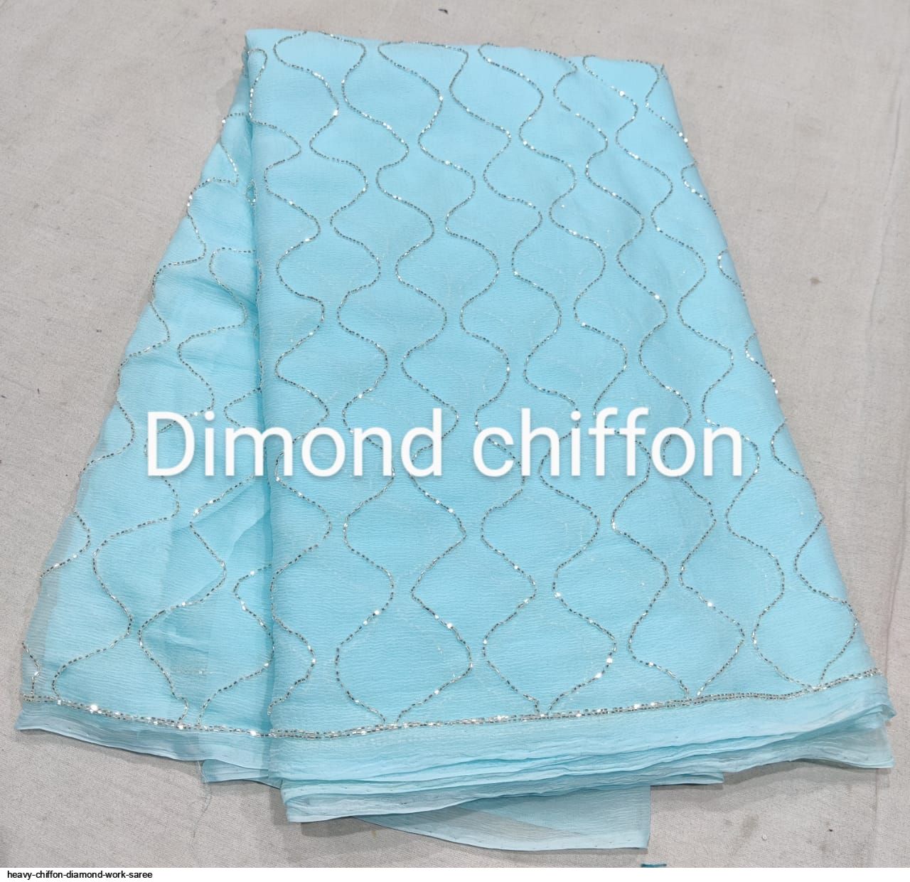 HEAVY CHIFFON DIAMOND WORK SAREE