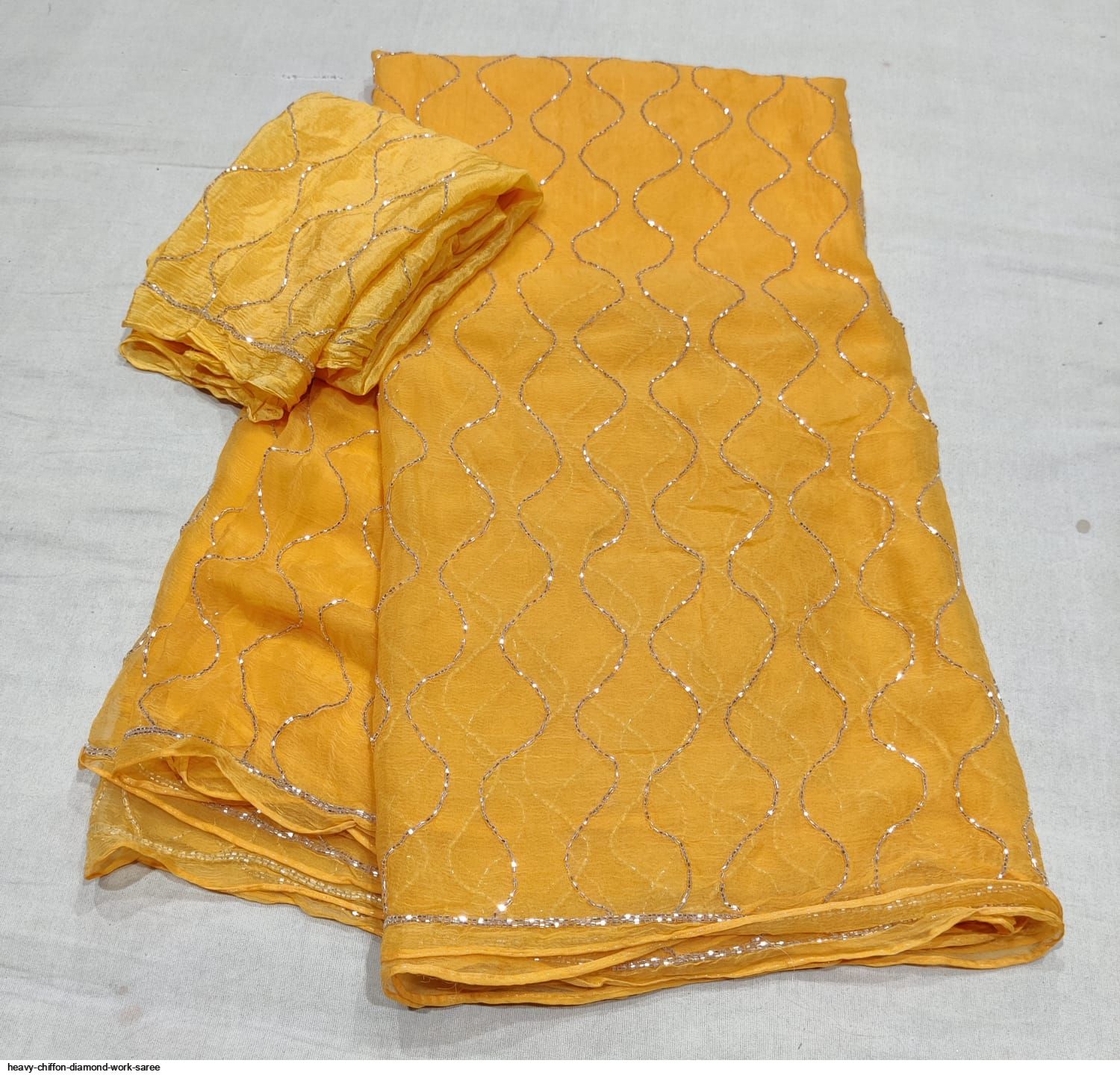 HEAVY CHIFFON DIAMOND WORK SAREE