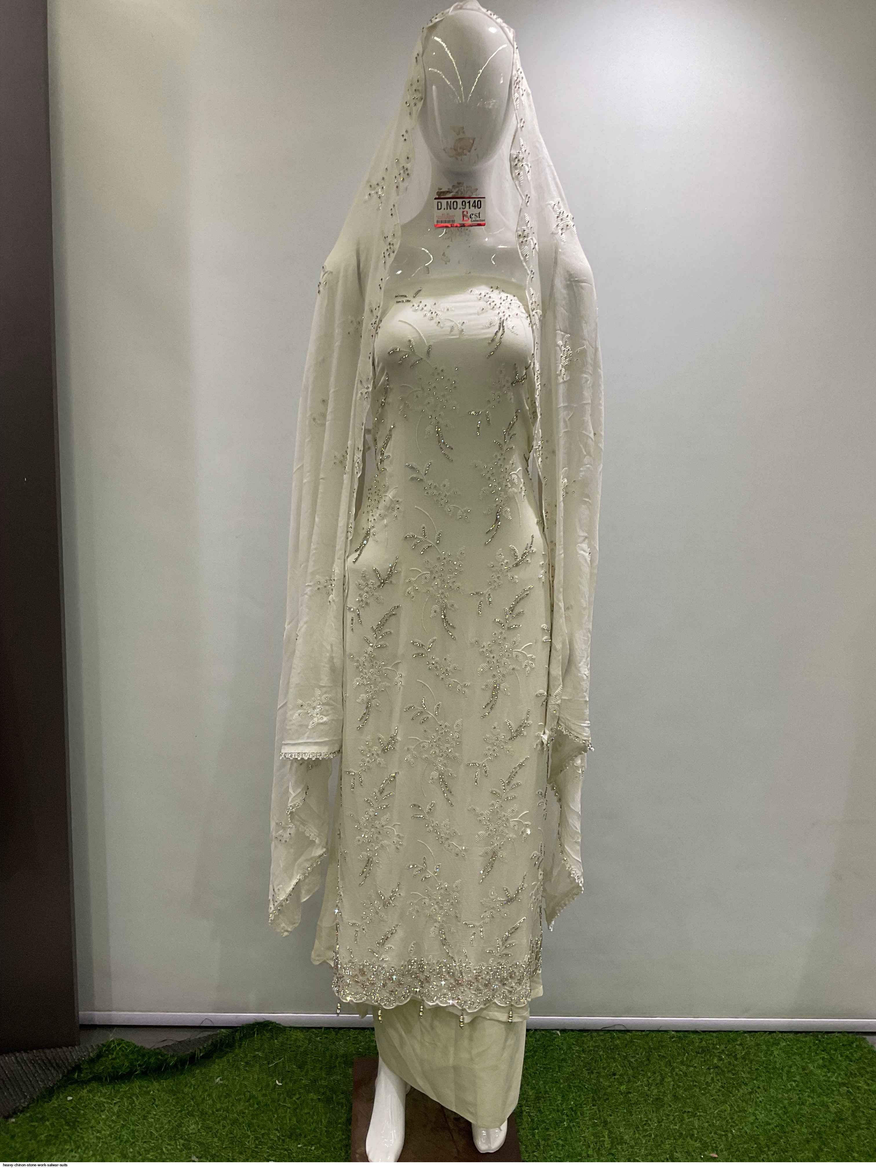 HEAVY CHINON STONE WORK SALWAR SUITS