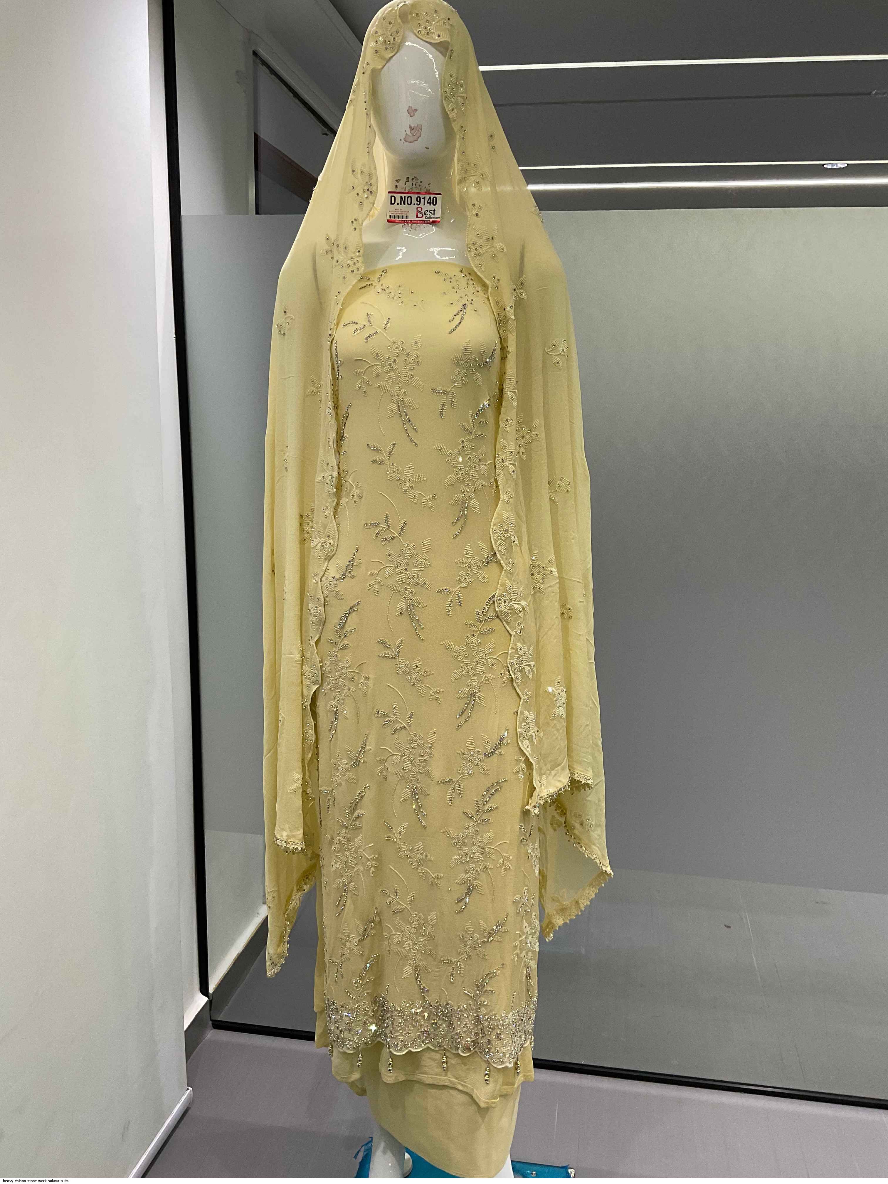 HEAVY CHINON STONE WORK SALWAR SUITS