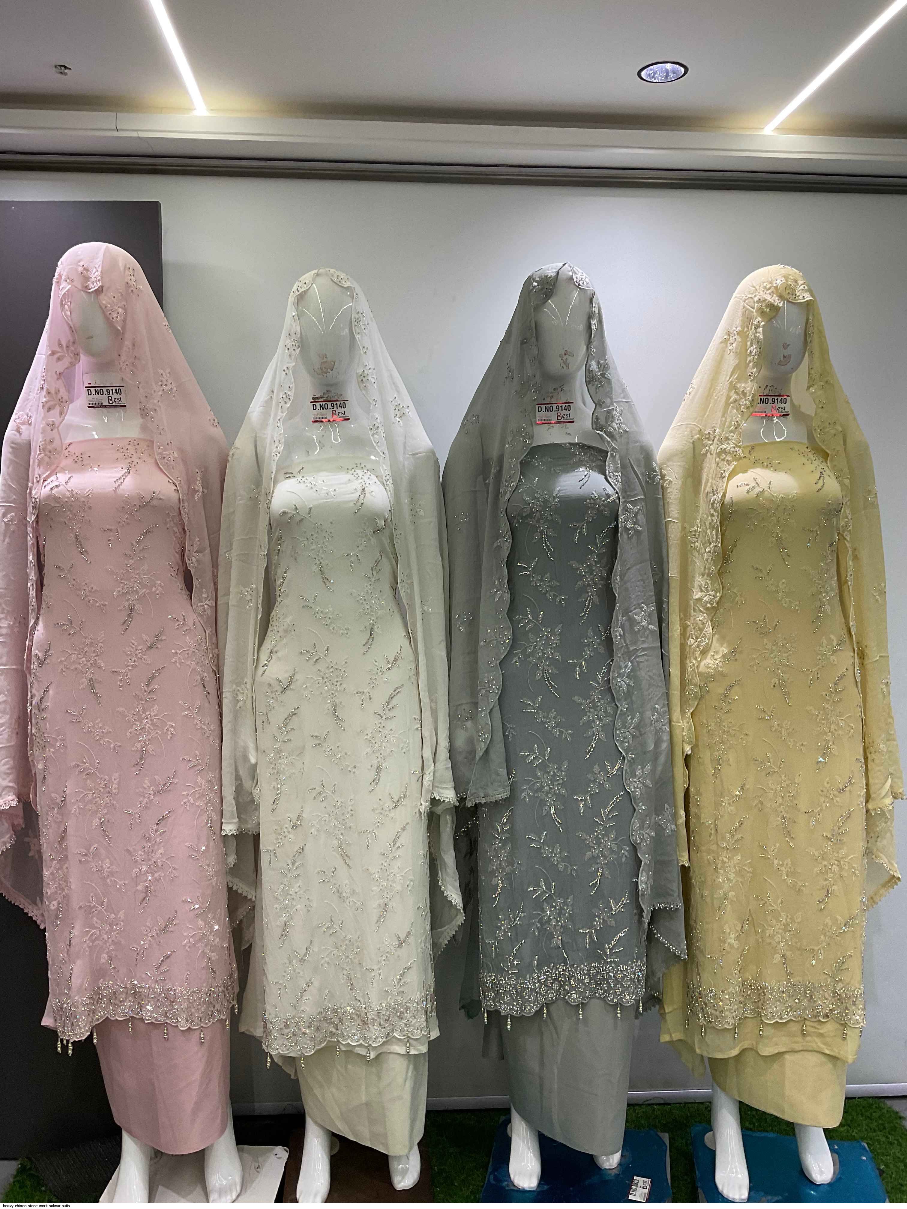 HEAVY CHINON STONE WORK SALWAR SUITS