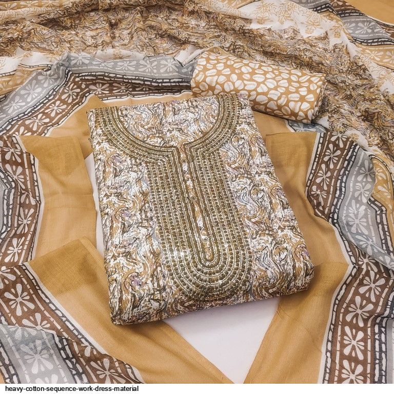HEAVY COTTON SEQUENCE WORK DRESS MATERIAL
