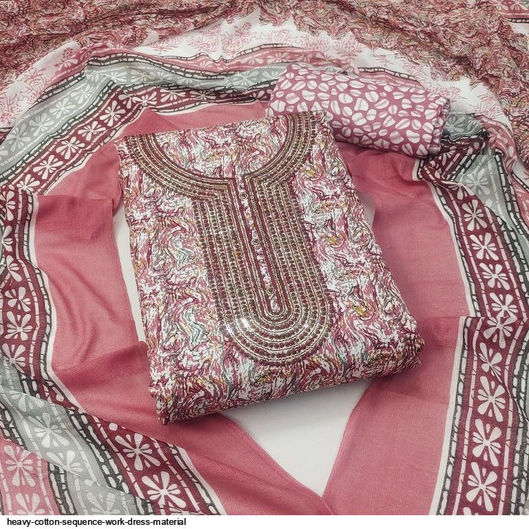 HEAVY COTTON SEQUENCE WORK DRESS MATERIAL