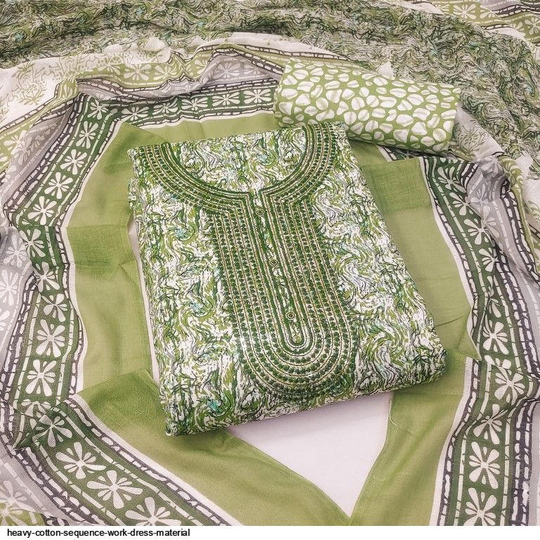 HEAVY COTTON SEQUENCE WORK DRESS MATERIAL