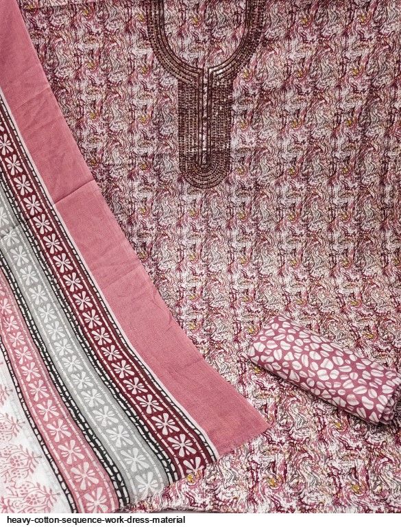 HEAVY COTTON SEQUENCE WORK DRESS MATERIAL